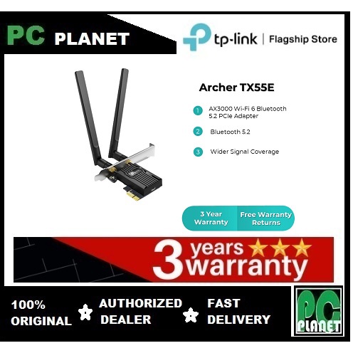 TP-LINK Archer TX55E AX3000 Wi-Fi 6 Bluetooth 5.2 PCIe Adapter | Shopee ...
