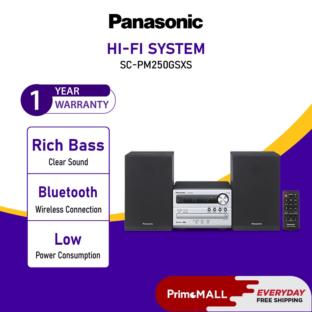 PANASONIC SC-PM250 HIFI System 20W Bluetooth CD SC-PM250GSXS Surround ...