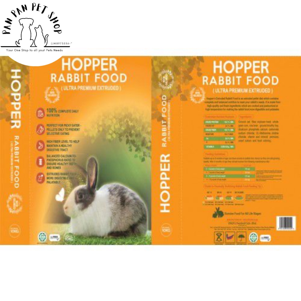 10KG HOPPER Rabbit / Hamster and Guinea Pig Food Makanan Arnab Premium ...