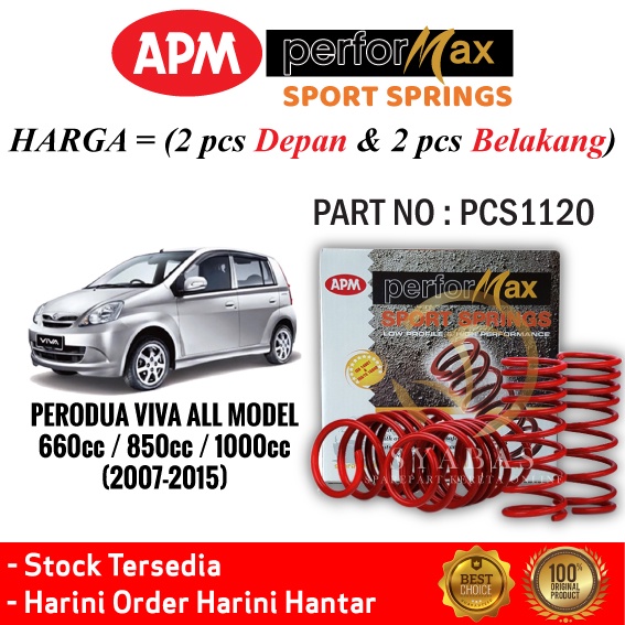 ORIGINAL APM PERFORMAX SPORT SPRING PERODUA VIVA (2007~) 4 PCS DALAM 1 ...