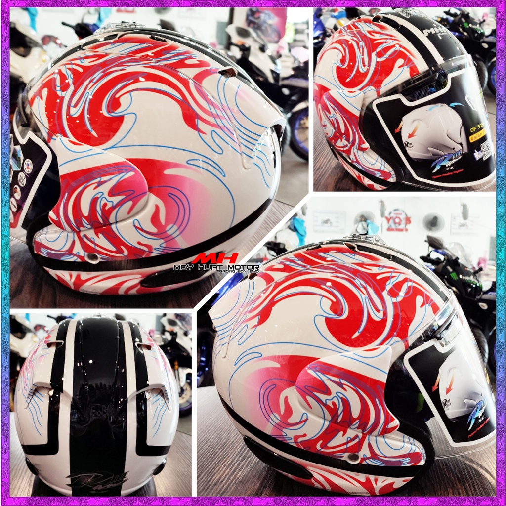 MHR V518 RIPTIDE PINK OPEN FACE HELMET WITH SIRIM / RAM 3 DESIGN HELMET ...