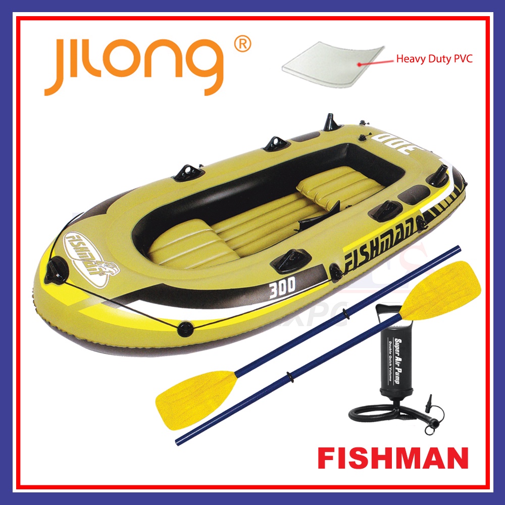 Jilong Boat fishman set (2-4Person) Inflatable Boat Heavy Duty PVC with ...