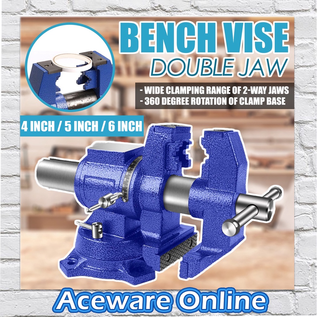 4" / 5" / 6" Swivel Base Bench Vise Heavy Duty Multi-Purpose Bench Vise Swivel Double Jaw ...