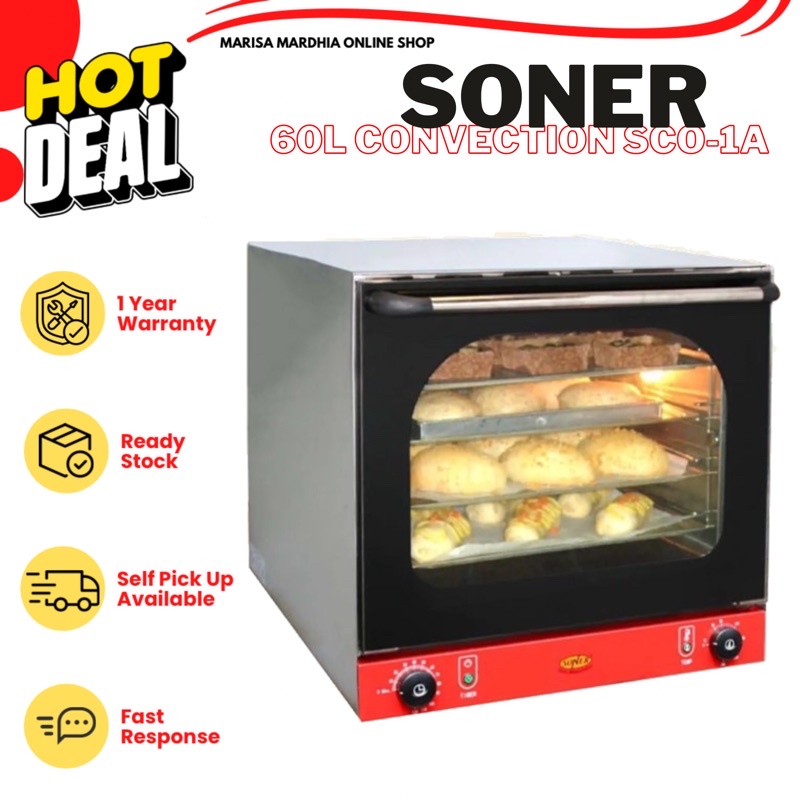 SONER Convection Oven SCO-1A (60L/2670W) Pre-installed 8 Layers Bracket ...