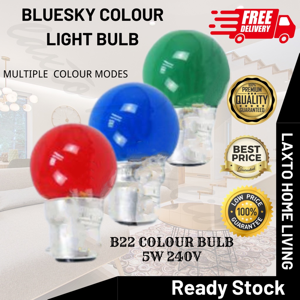 5W COLOUR BULB LAMPU RAYA B22 MENTOL LAMPU HIASAN HARI RAYA WARNA WARNI ...