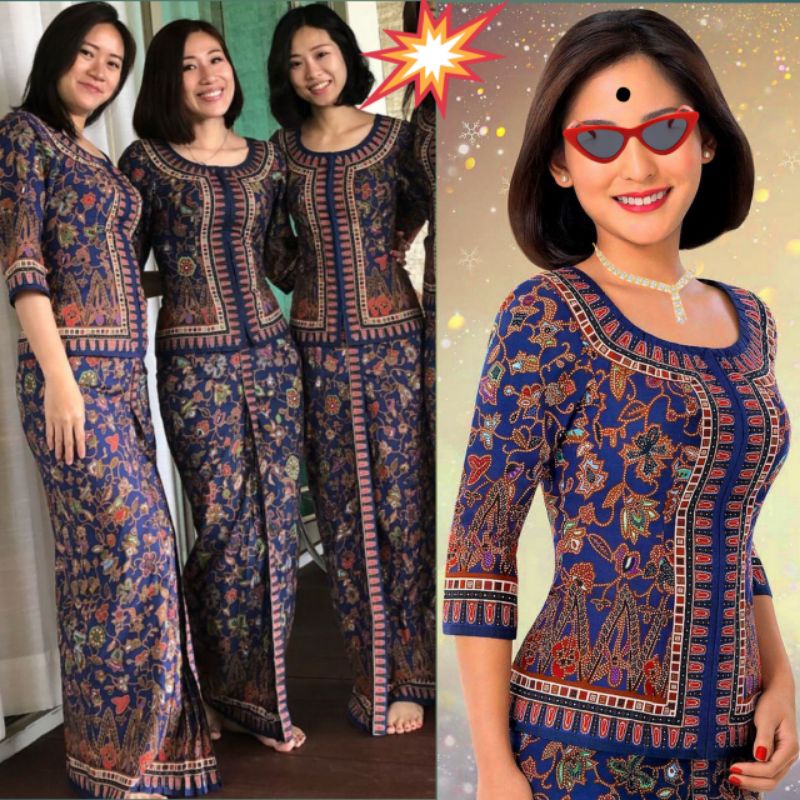 Singapore Airlines Batik Dress Malaysia Traditional Kebaya Style ...