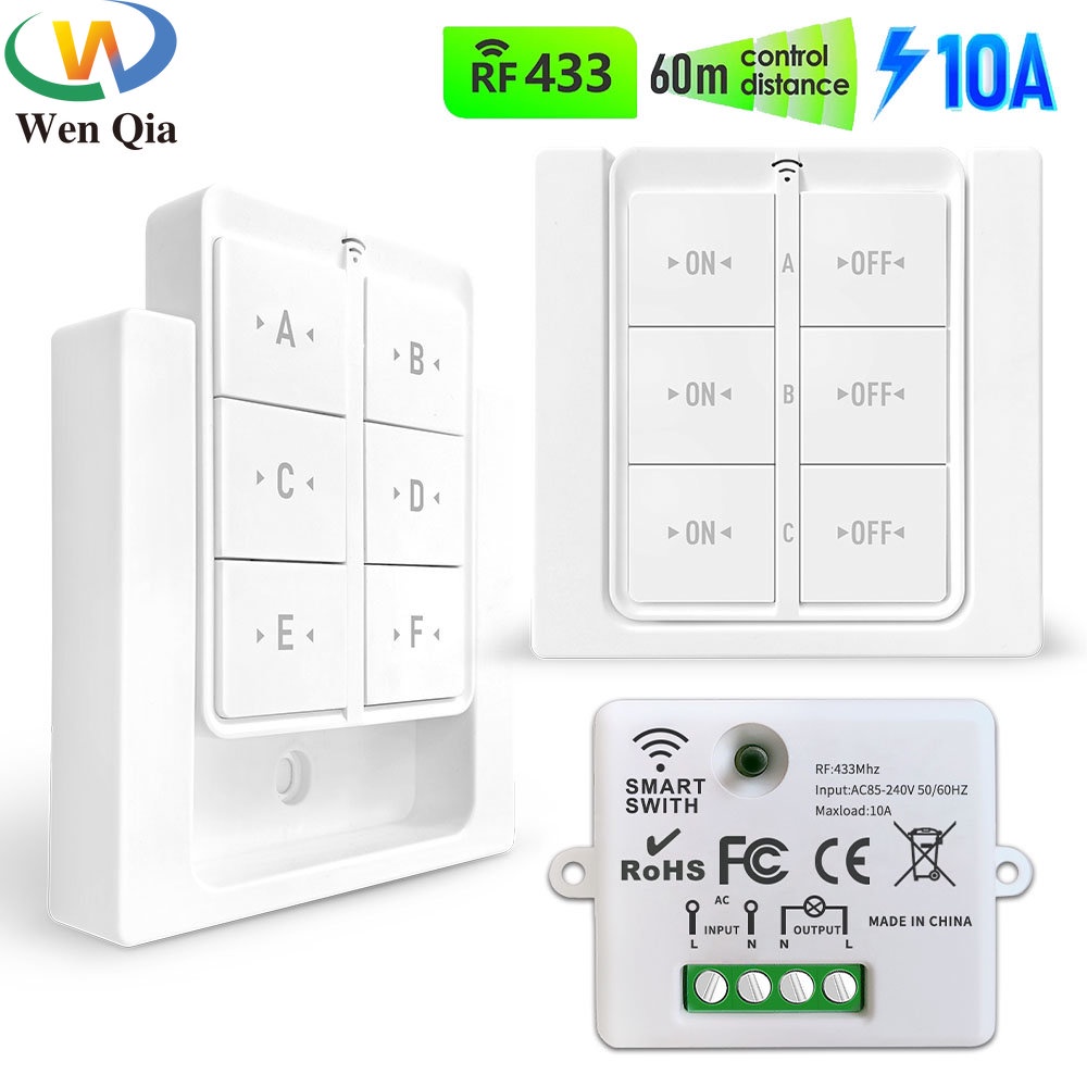 433MHz Wireless Remote Control Switch RF Push Button Magnetic ...