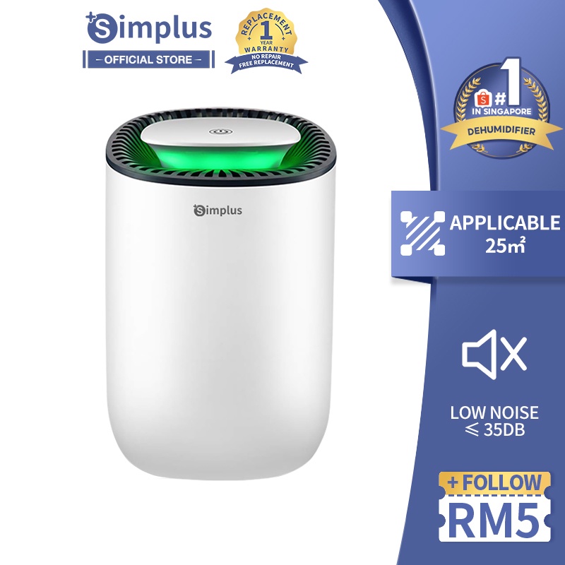 Simplus Air Dehumidifier 600ml Water Tank 300ml / day Dehumidification ...
