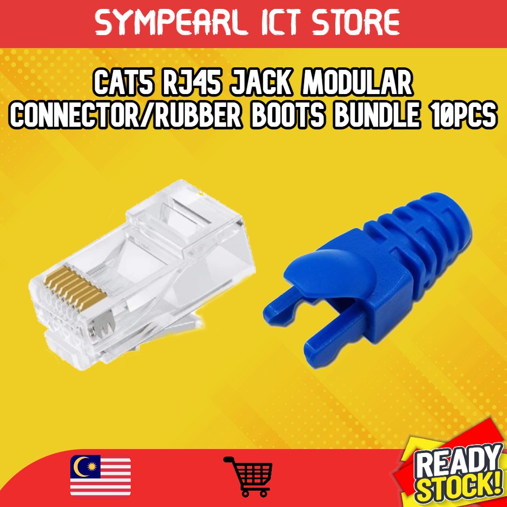 RJ45 CAT5 CAT5E Jack Modular Connector/Rubber Bots 10pcs Bundle ...