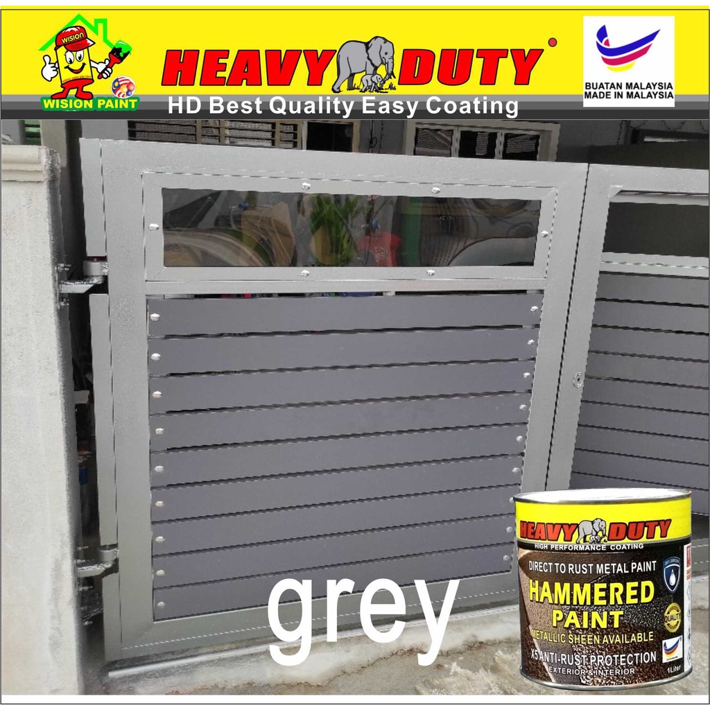 GREY 1L HAMMERED PAINT ( HEAVY DUTY ) smooth Finish Direct to Rust ...