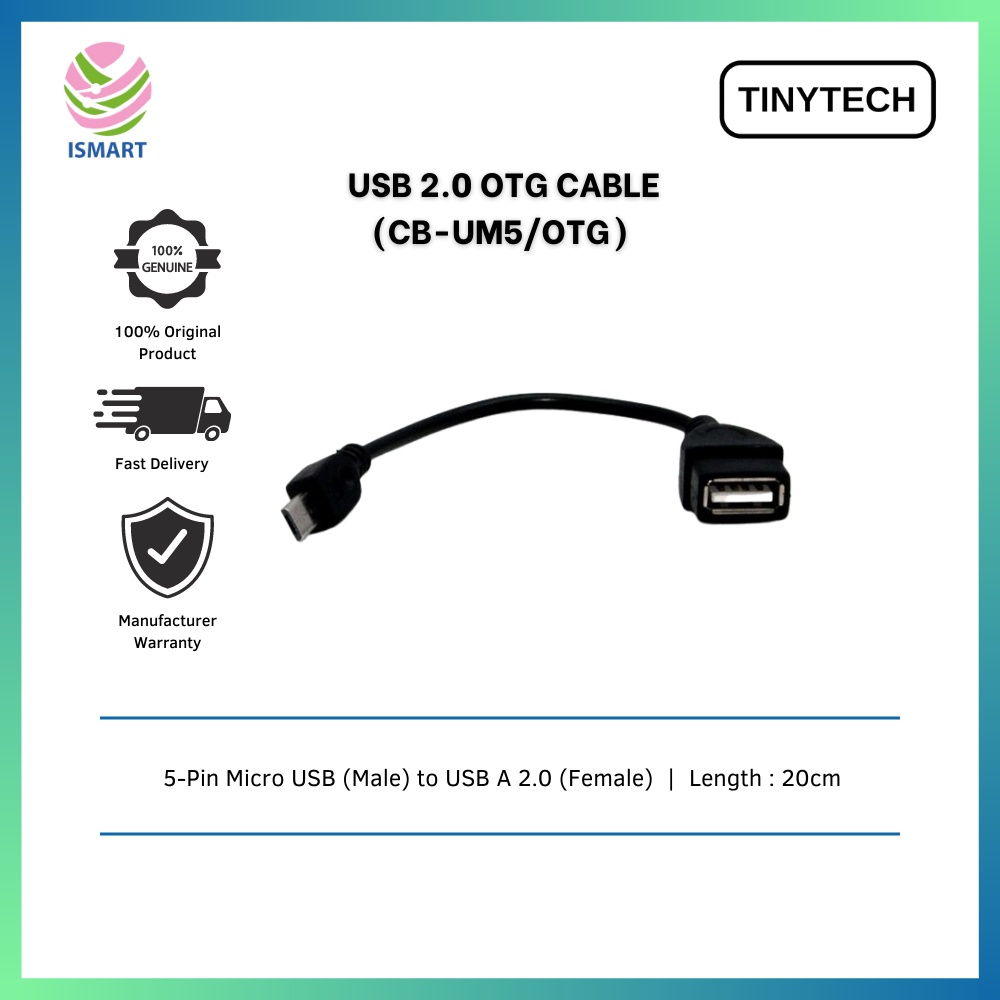 Tinytech Cable OTG USB 2.0 Micro-5 Pin ( CB-UM5/OTG ) | Shopee Malaysia