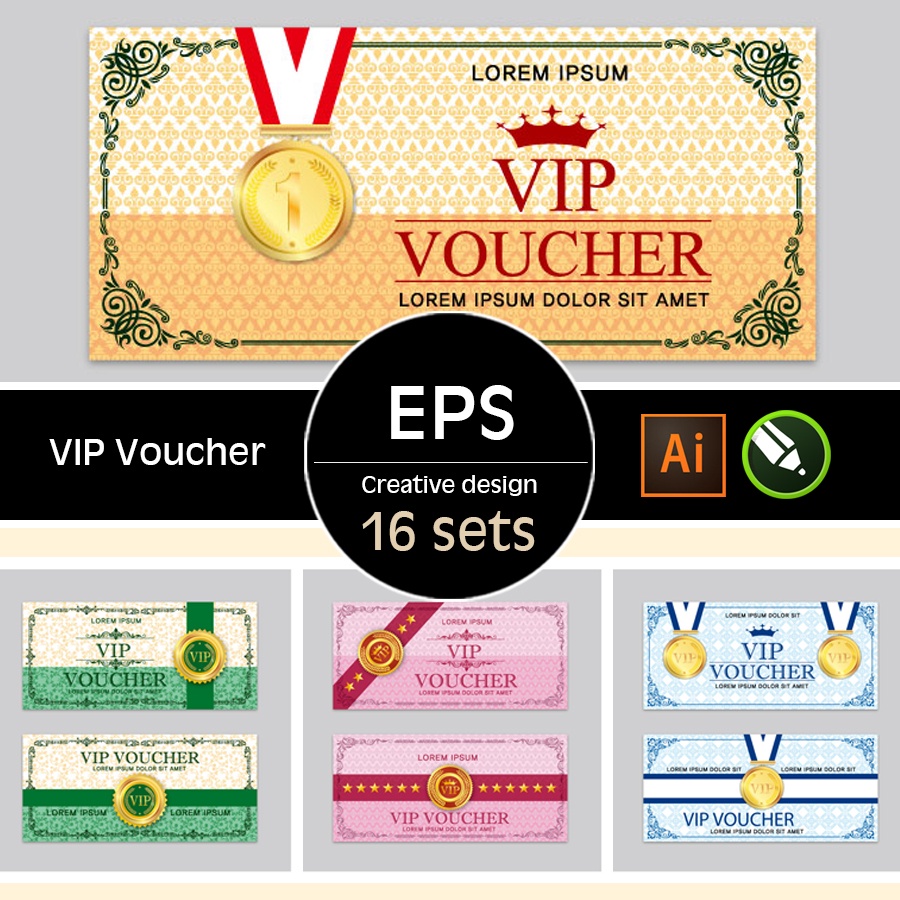 Graphic Design Template Bundle Pack / Voucher / VIP / EPS ~ EP047 ...