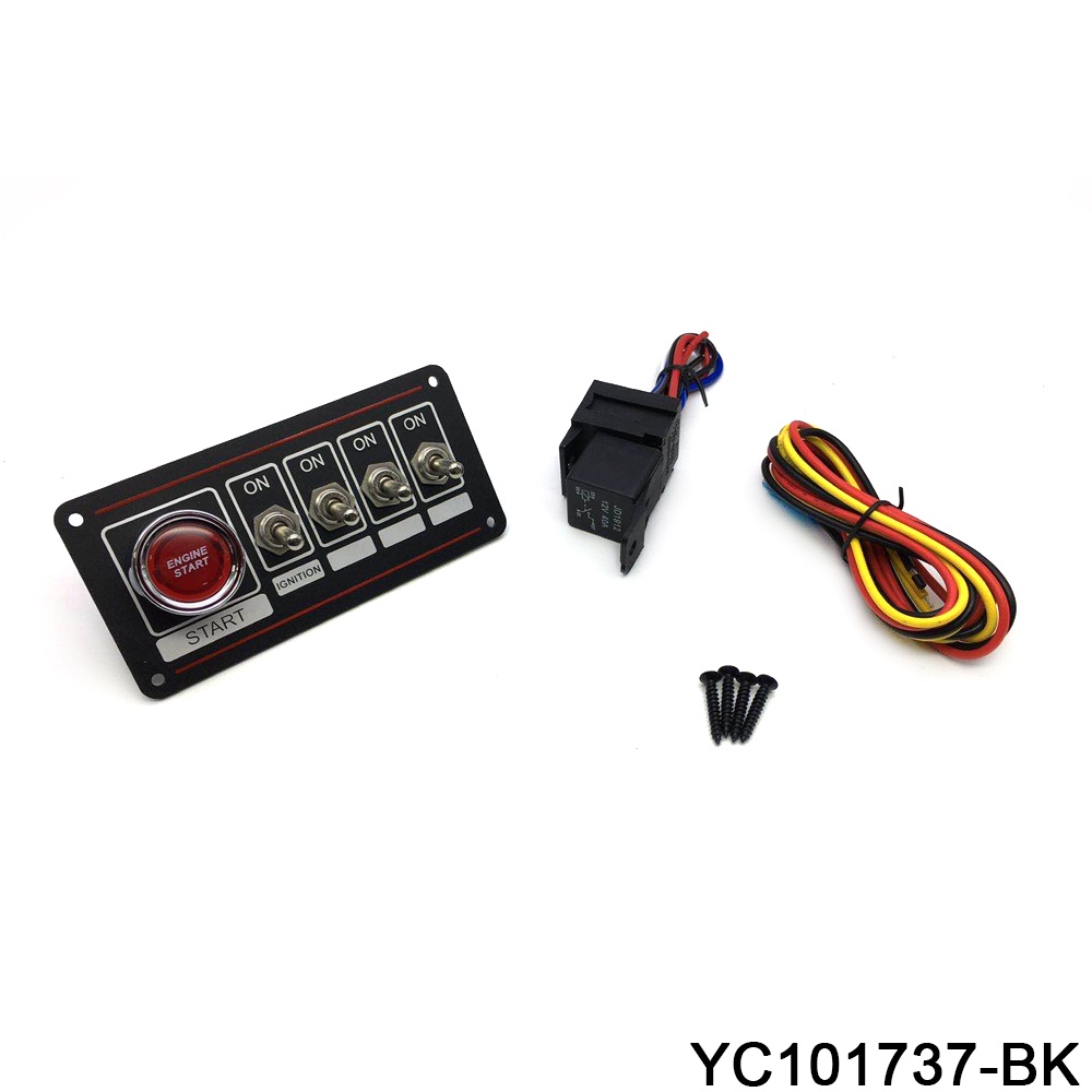 Racing Car 4 Gang Ignition Switch Panel Engine Start Push Button Led 12v Toggle Shopee Malaysia 