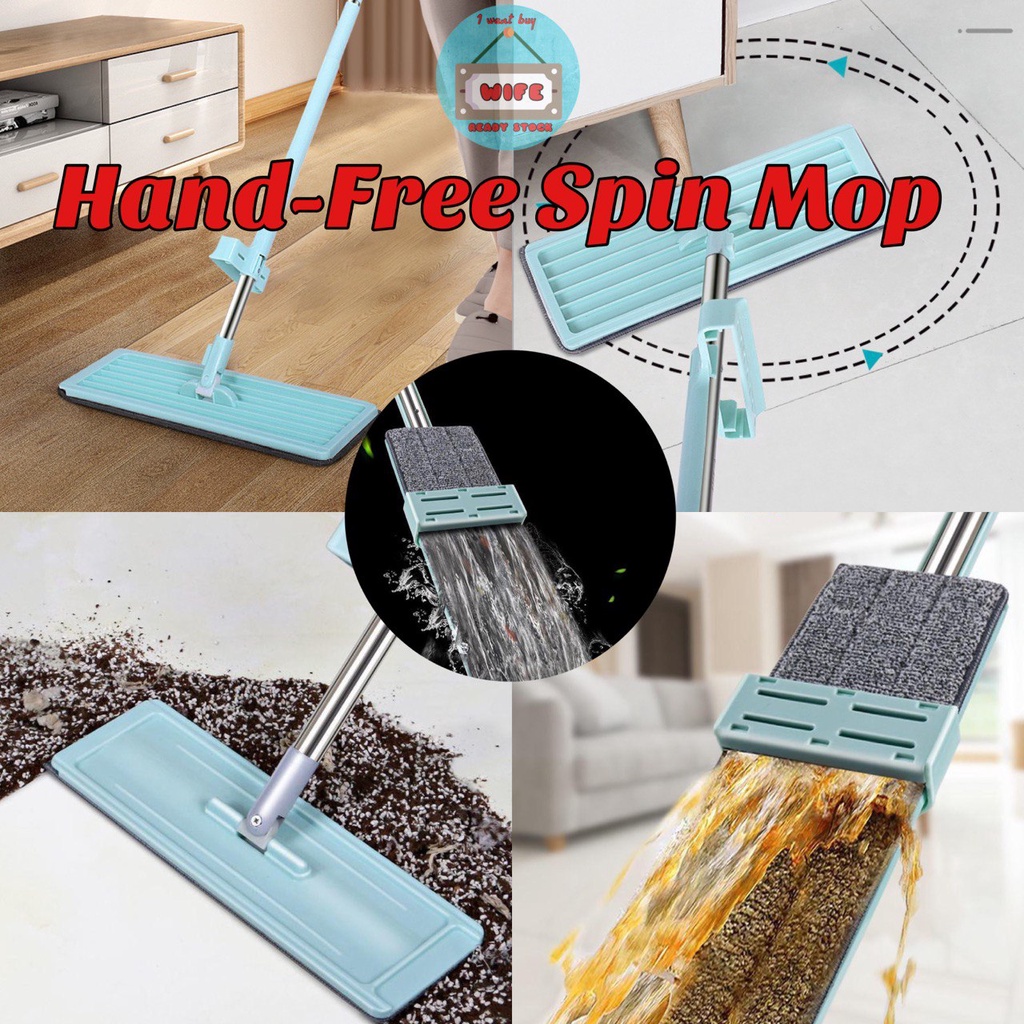 READY STOCK ~ Mop Lantai Hands Free Wash Self Wring 360 Spin Rotate Mop ...