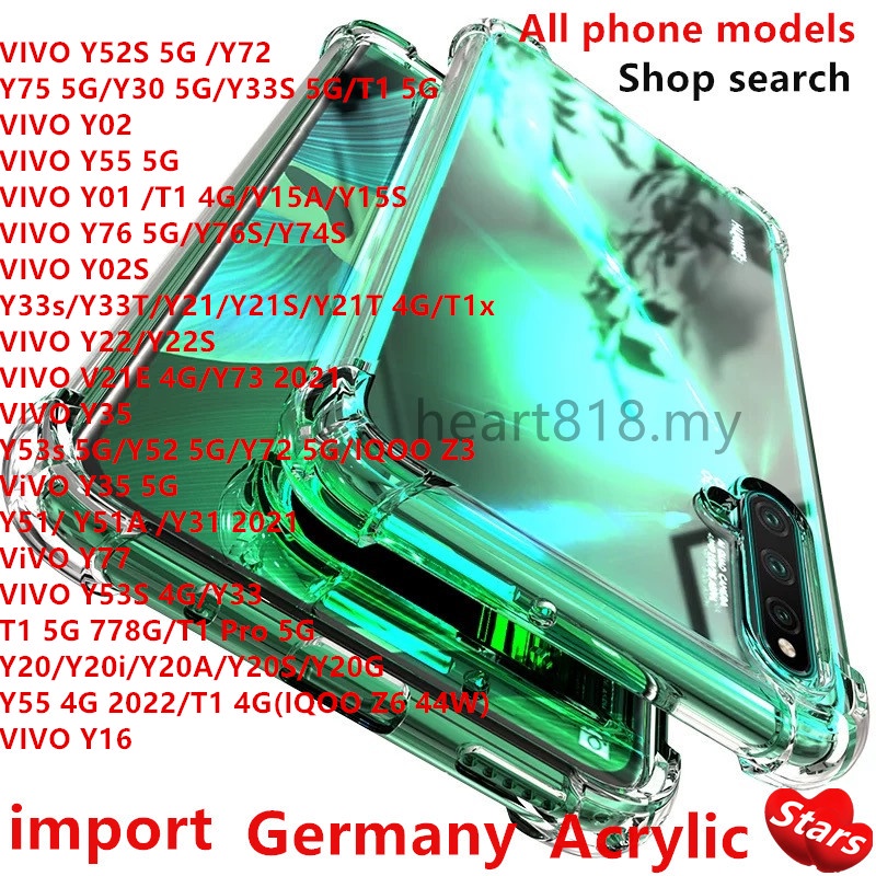 Acrylic phone case / VIVO Y16 Y33S Y22 Y76 Y75 Y76S Y33T Y21 Y21S Y21T Y74S Y33 Y20 Y20i Y72 Y52 ...
