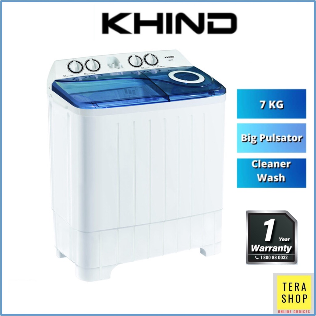 Khind WM717 Twin Tub 7KG Semi Auto Washing Machine Mesin Basuh | Shopee ...