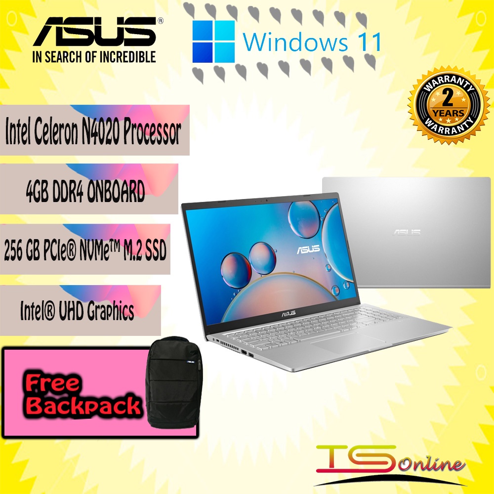 ASUS A516M-ABR646W (CELERON N4020,4GB,256GB SSD,15"6,HD,UHD GRAPHICS ...