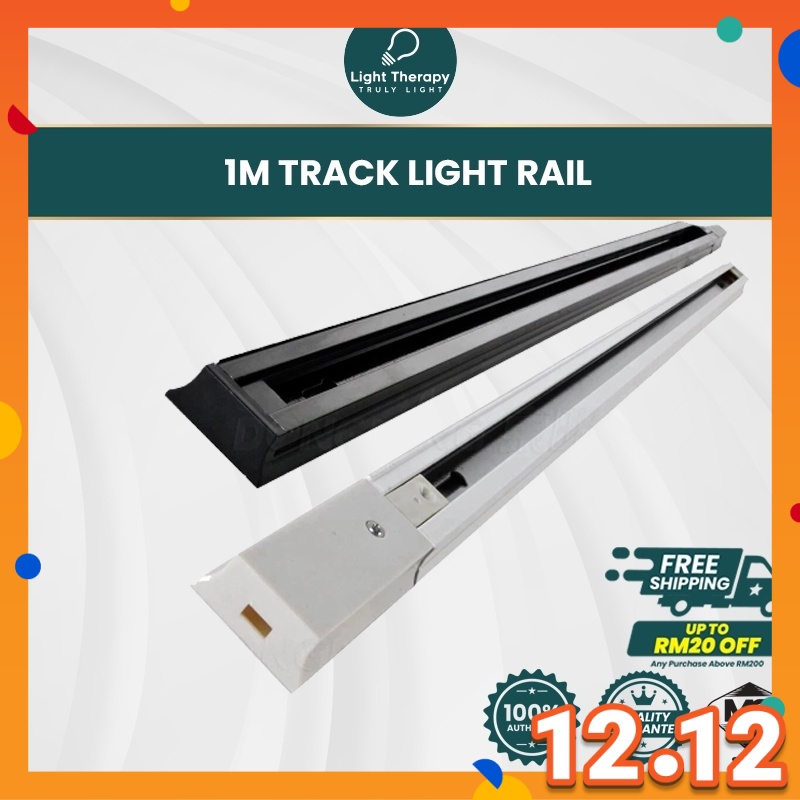 LED Track Light Bar Tracklight Rail 1 Meter Black White Lampu Siling ...