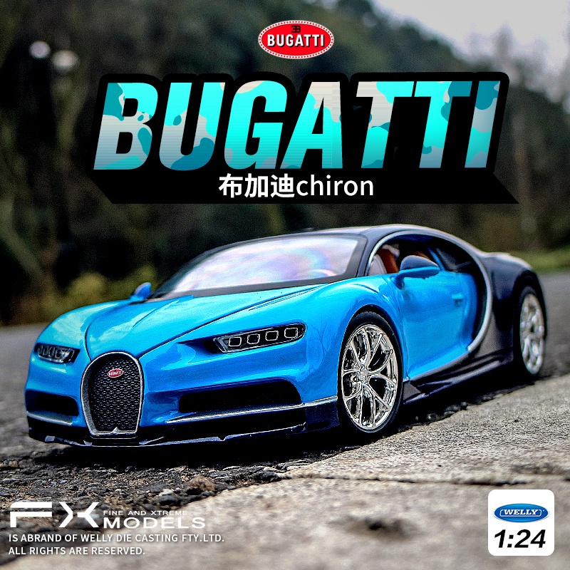1:24 Kereta Bugatti chiron meniru kereta sukan sebenar hiasan model ...