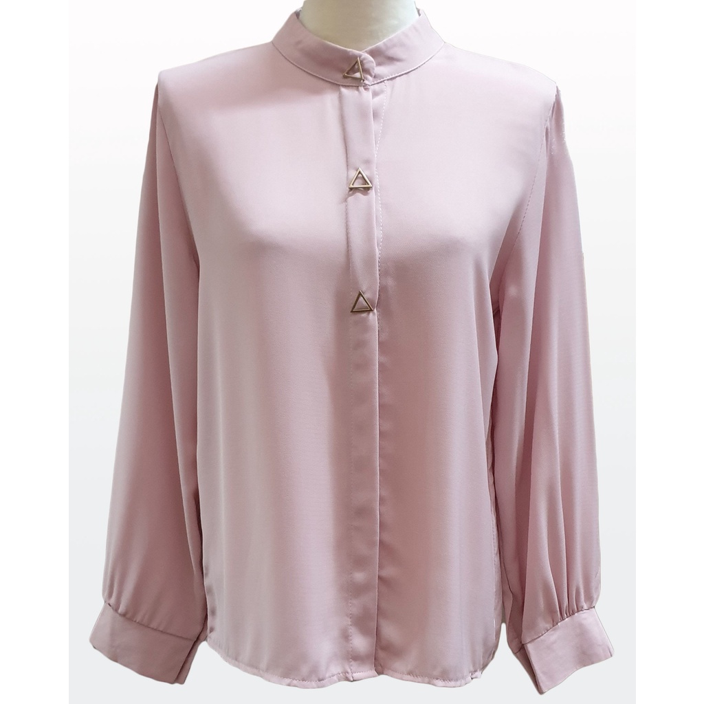 [New] Dusty Pink Long Sleeve Blouse (S size) | Shopee Malaysia