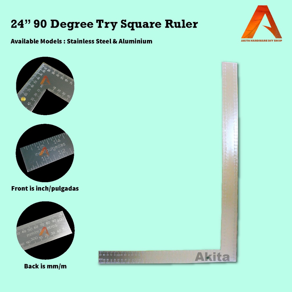 16'' x 24'' 90 Degree Stainless Steel Try Square Ruler 600mm x 400mm ...