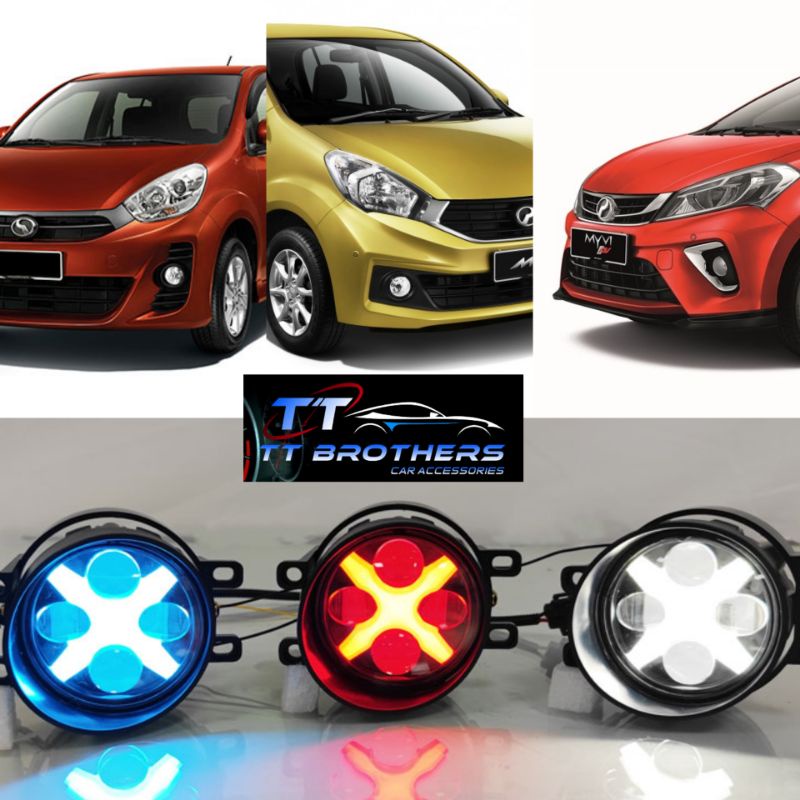 PERODUA MYVI LED foglamp Xmen daylight DRL 4 projector LED | Shopee ...