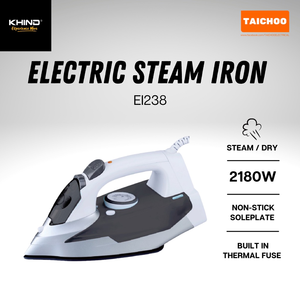 Khind Electric Steam & Dry Iron 2180W EI238 | Shopee Malaysia