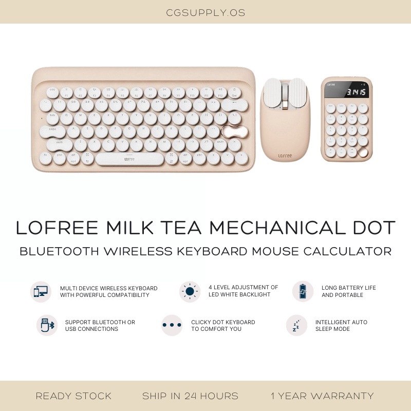 Lofree Milk Tea Mechanical Dot Bluetooth Wireless Keyboard Mouse ...