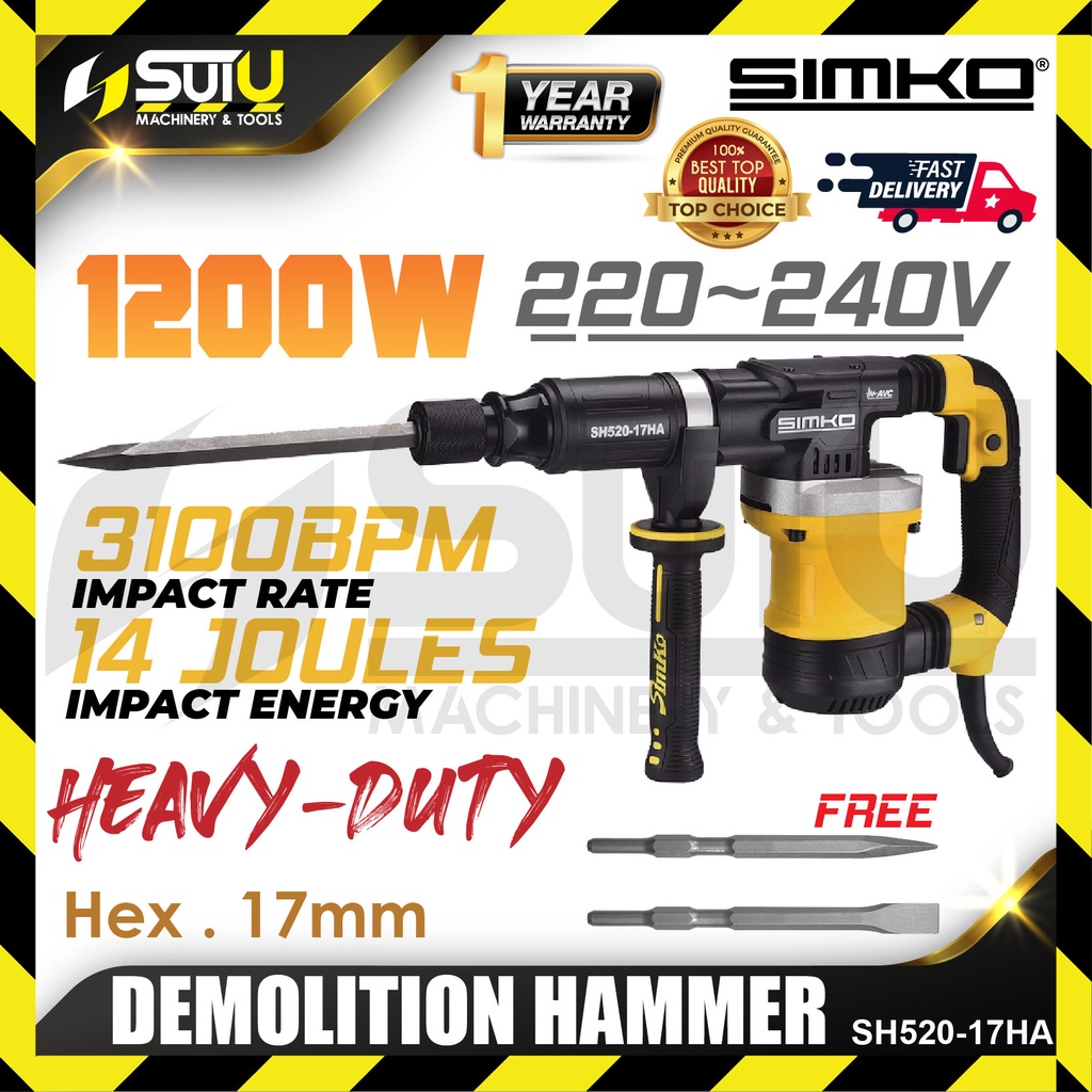 SIMKO SH520-17HA 14J Demolition Hammer 1200W 3100BPM | Shopee Malaysia