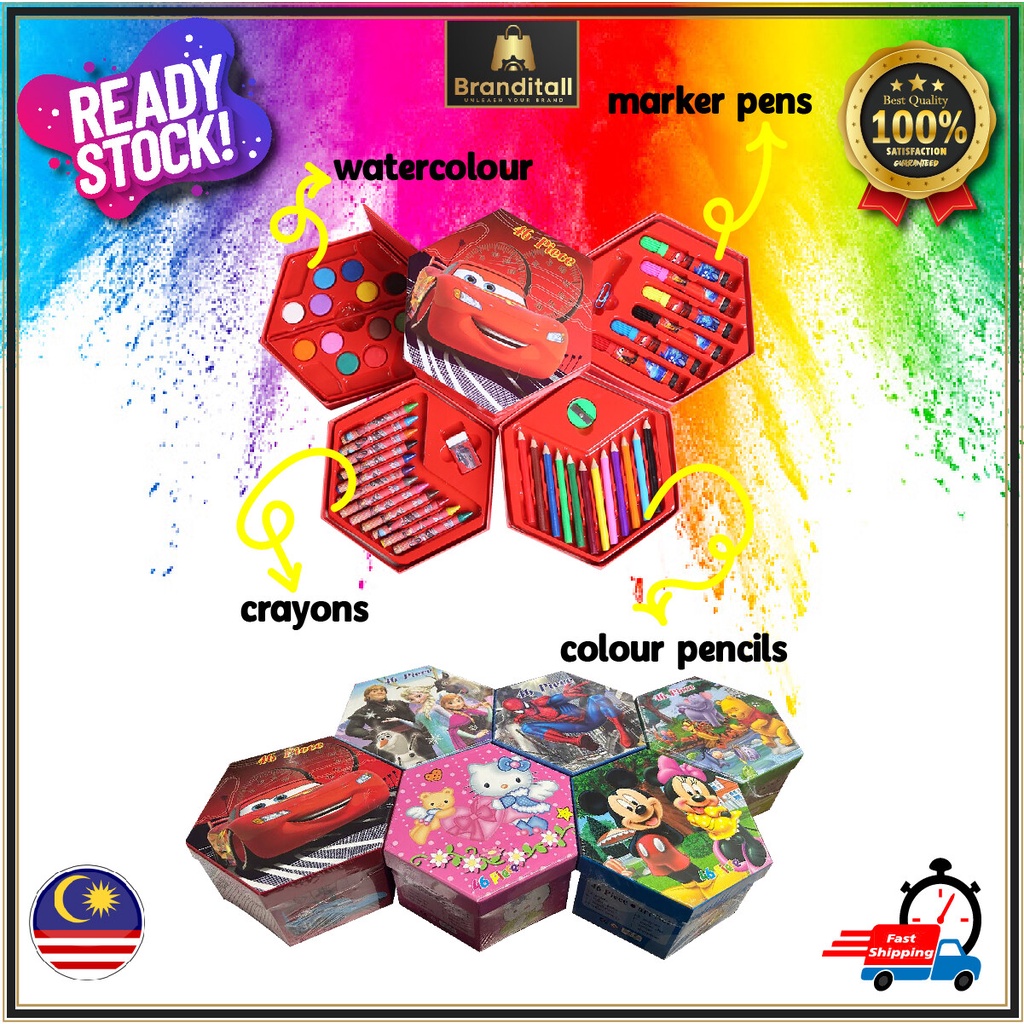 46pcs in1 Drawing Colouring Kids Stationary Set Colour Pencil ...