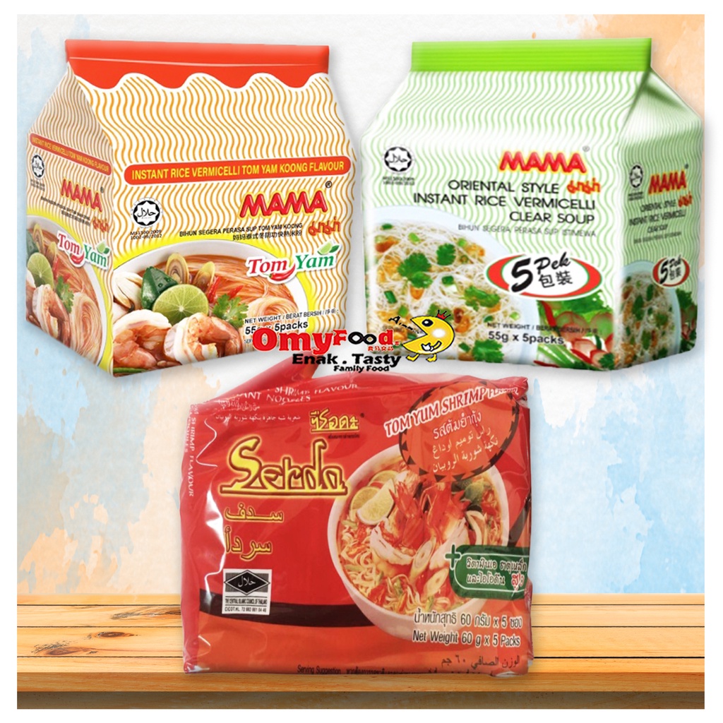 55g/60g x 5pack Mama/Serda Instant Noodle [Soup/Tom Yam Koong/Tom Yam ...