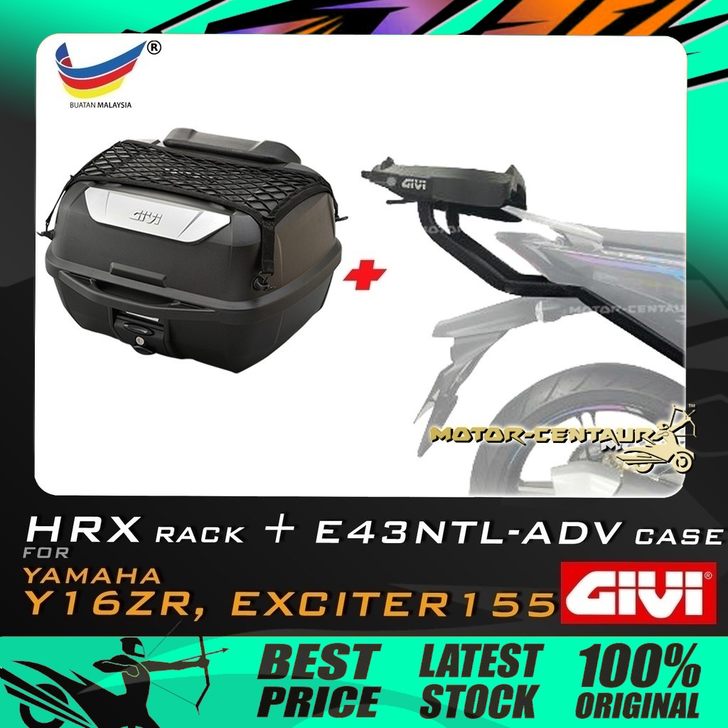 SET KOMBO KOTAK/BOX GIVI E43NTL-ADV TOP CASE + GIVI YAMAHA Y16 Y16ZR ...