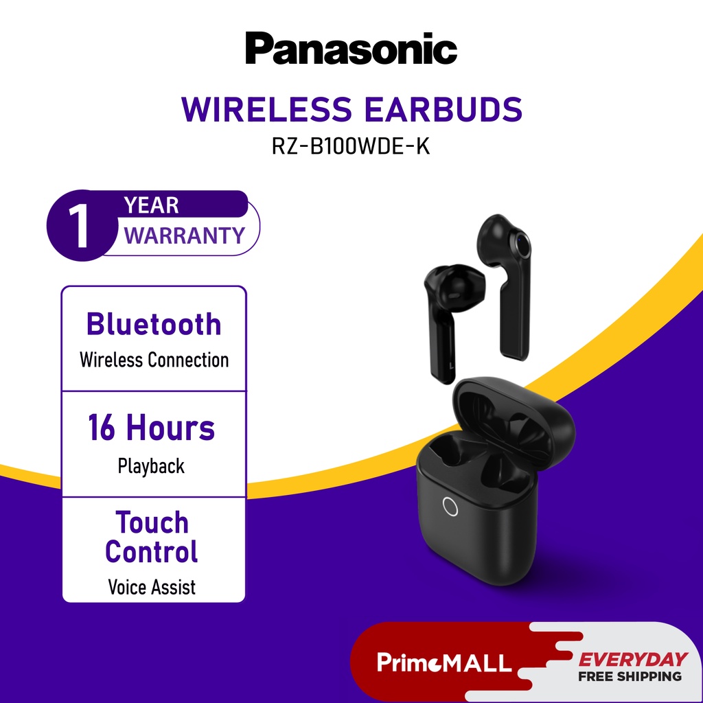 PANASONIC RZ-B100 DIGITAL WIRELESS BLUETOOTH EARBUDS RZ-B100WDE-K ...