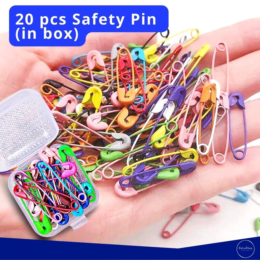 20 pcs Safety Pin Hijab Brooch Pin Baby Pin Lampin Bayi Travel Pin Box ...