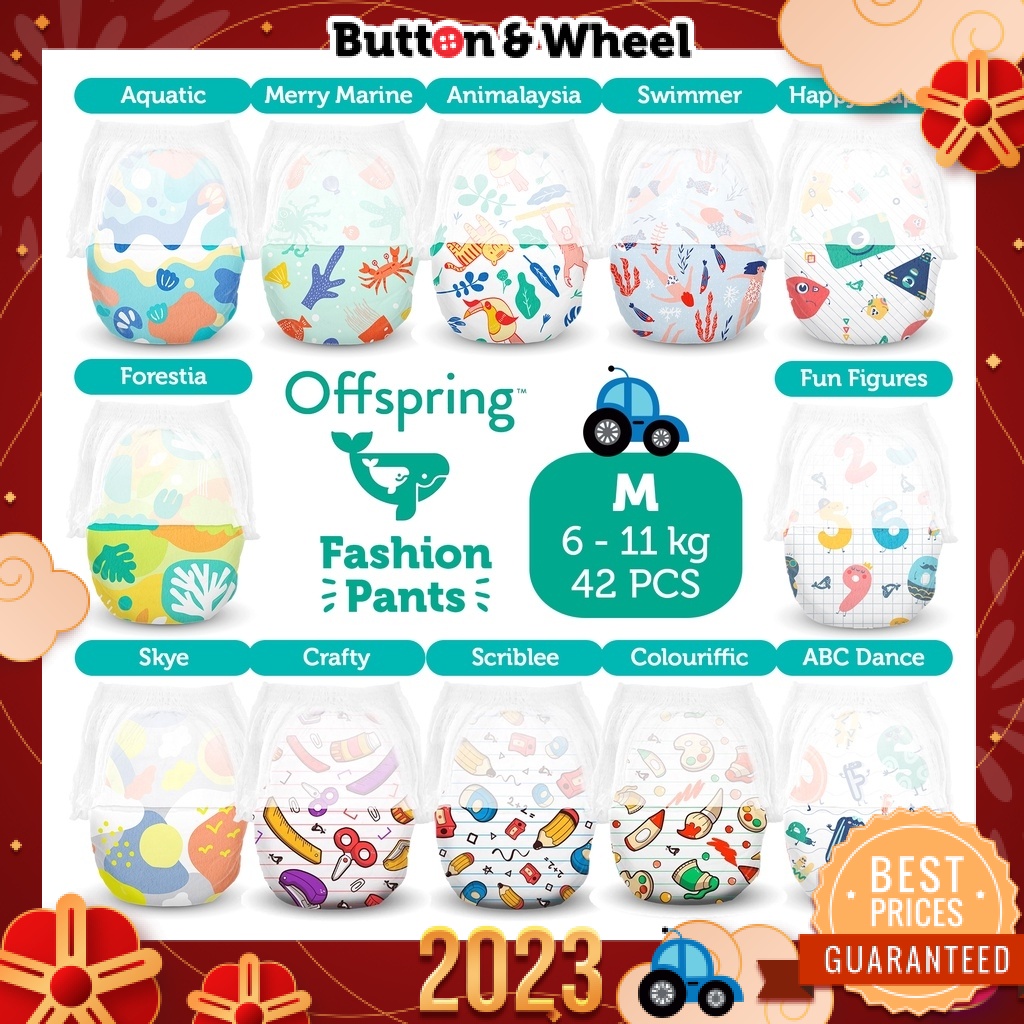 Offspring FASHION PANTS Diapers - Size M (42 pcs) | Shopee Malaysia