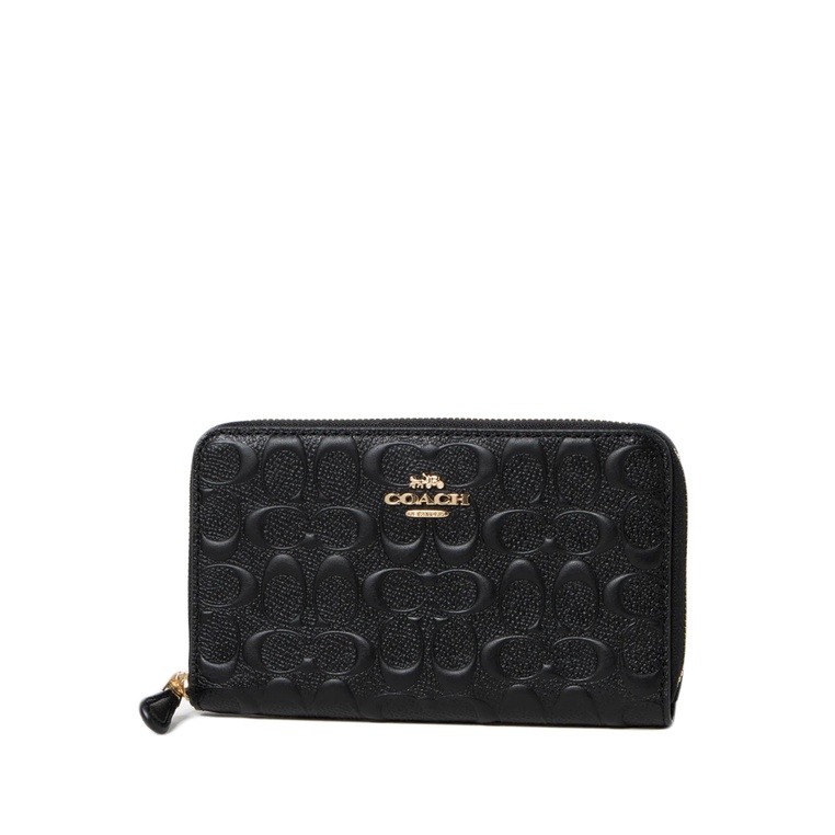 Coach Medium ID Zip Wallet In Signature Leather - Black | Shopee Malaysia