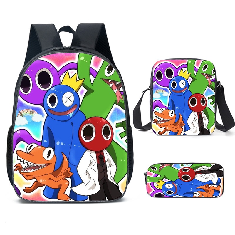 RAINBOW FRIENDS school bag cartoon three-piece schoolbag backpack for ...