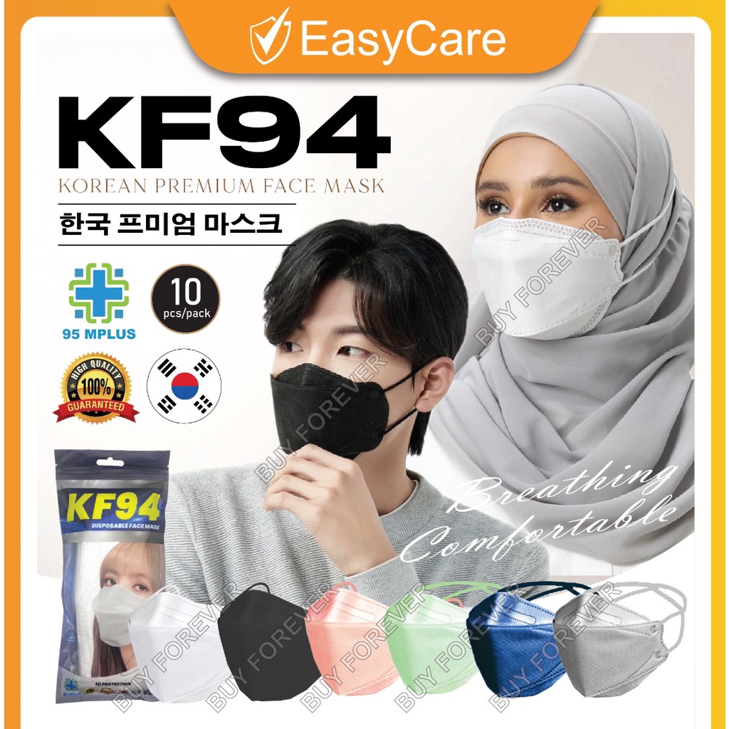 EASYCARE HEADLOOP MASK KF94 4PLY HIJAB MASK Korea Adult KF94 Mask Head Loop Fish Face Mask Hijab ...