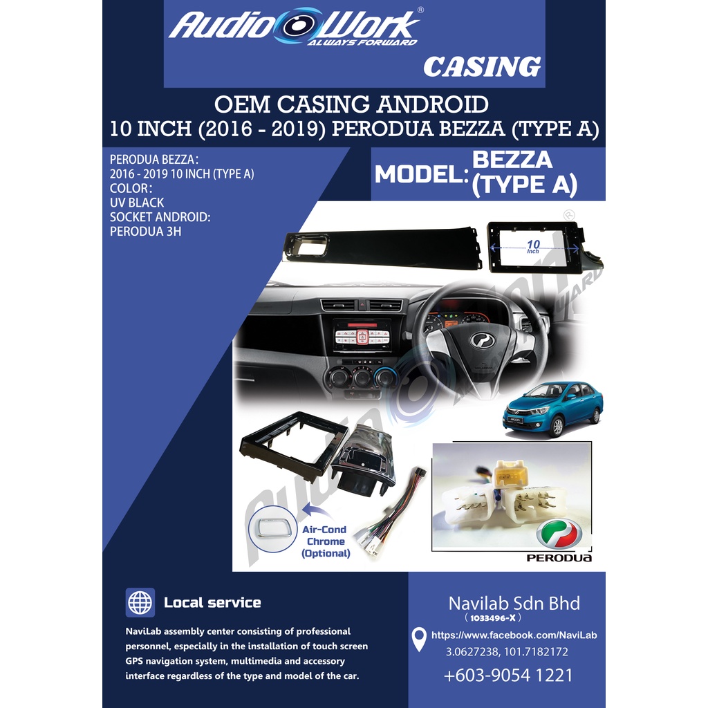 Perodua Bezza 2016-2019 Android Player Casing 10 Inch (UV Black) Type A ...