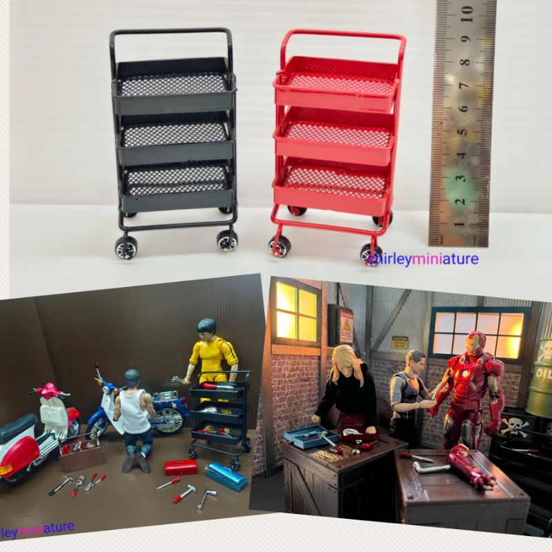 Miniature tools 1/12 / Miniature Tools box 1/12 / Miniature trolley 1/12 / Diorama 1/12 / Tools ...