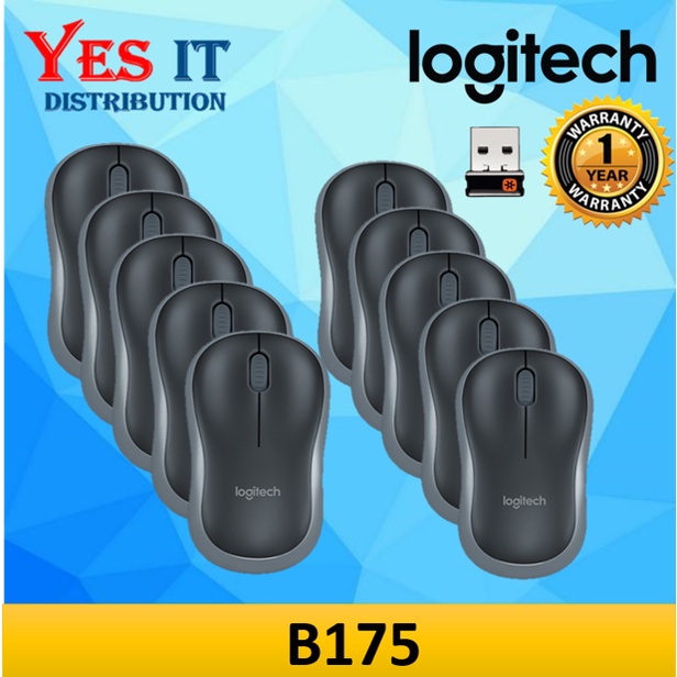 Logitech B175 Wireless USB Optical Mice - BlackGrey (50units) | Shopee ...