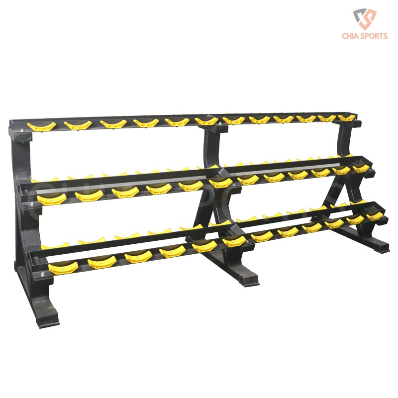 Commercial Dumbbell Rack 18 Pairs Three Tier Storage Racks Rubber Hex ...