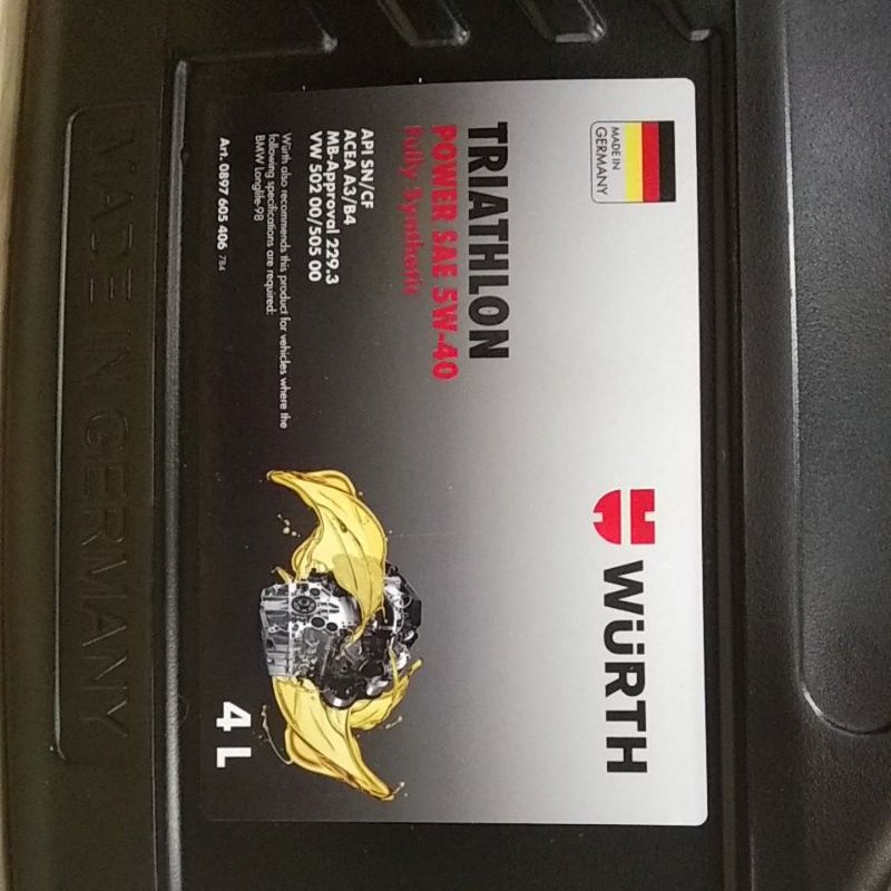 WURTH Triathlon Power 5w40 Fully Synthetic [4L] | Shopee Malaysia