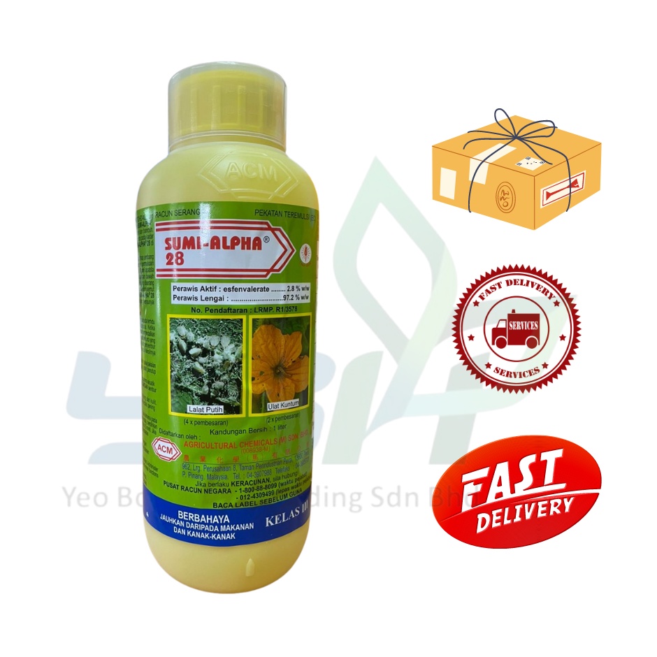 SUMI-ALPHA 28/INSECTICIDE/ESFENVALERATE 2.8%/LALAT PUTIH/ULAT KUNTUM 1L ...