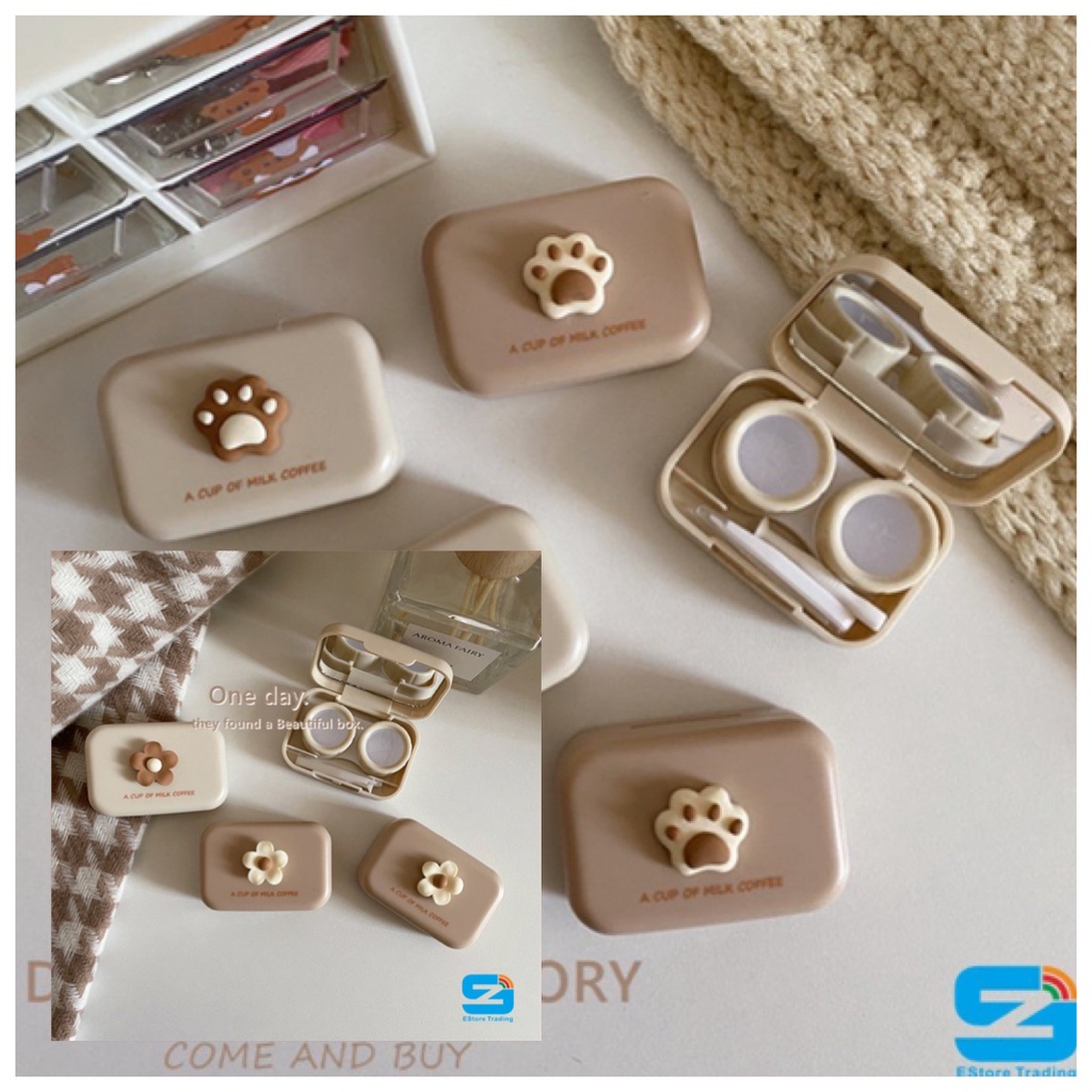 🔥mini Milk Tea Color Contact Lens Case 新款奶茶暖色迷你隐形眼镜盒 Shopee Malaysia