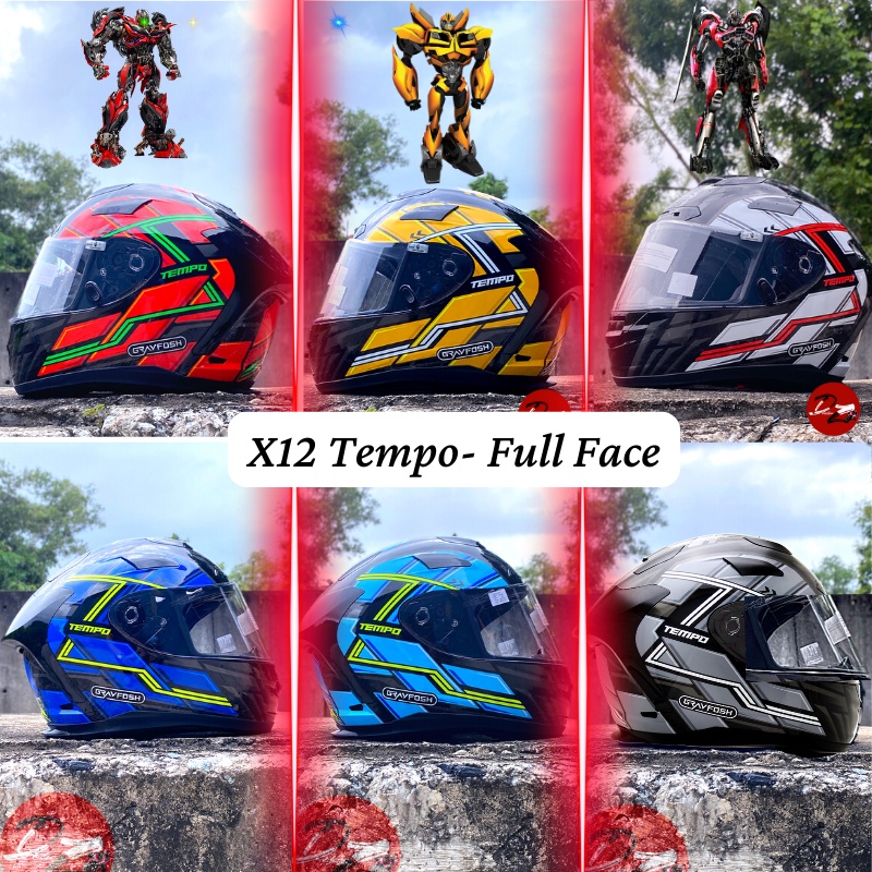 Grayfosh Full Face Helmet X12 Tempo Visor Smoke Tinted Motorcycle ...