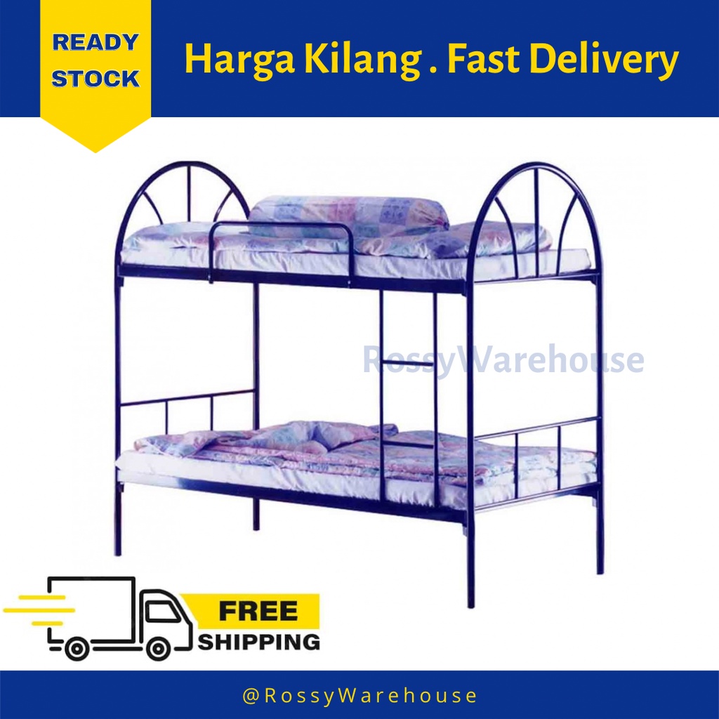 FREE SHIPPING Powder Coat Metal Double Decker / Bunk Metal Bed Frame ...