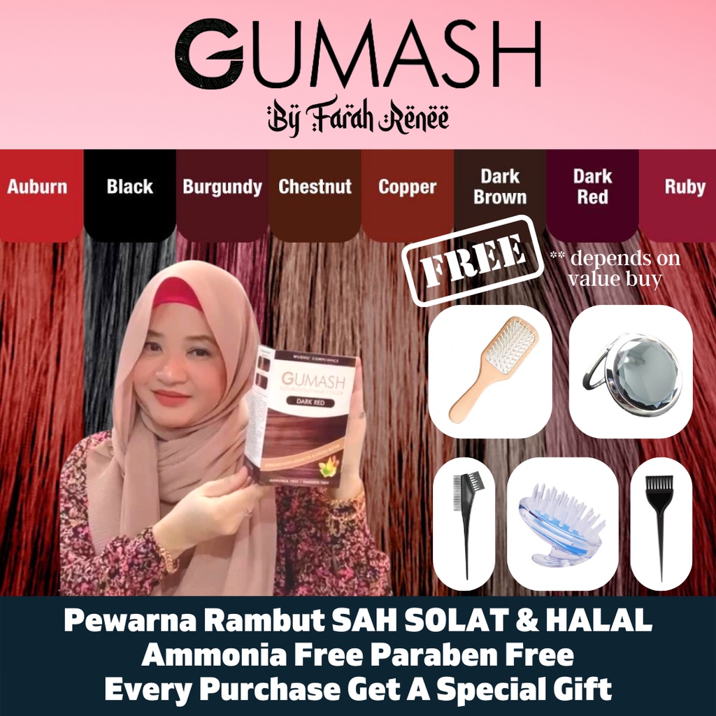 Termurah Pewarna Rambut Sah Solat Gumash Hair Colour Inai Rambut Halal ...