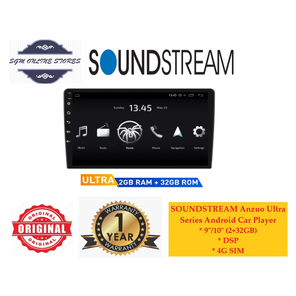 SOUNDSTREAM ANZUO ULTRA Series 9inch /10inch (2+32GB) Android Car ...