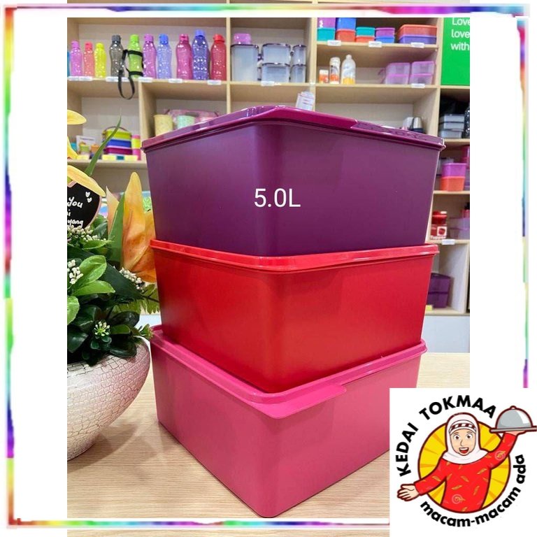 Tupperware Large Snack N Stack 5.0L Jumbo Food Storage Bekas Makanan ...